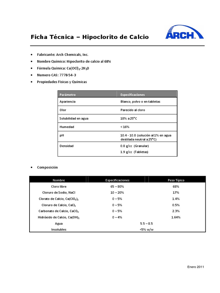HTH Granular - Arch (HT) PDF | PDF | Cloro | Calcio