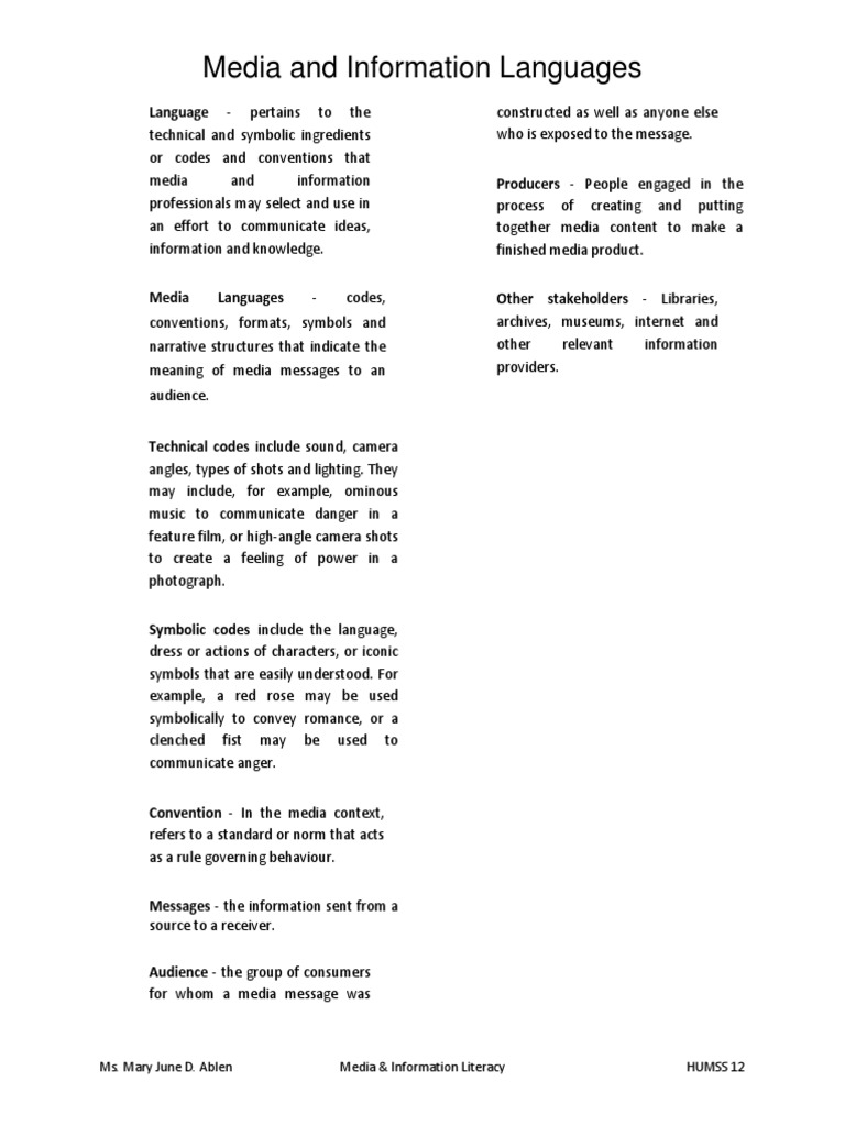 Media and Information Language | PDF