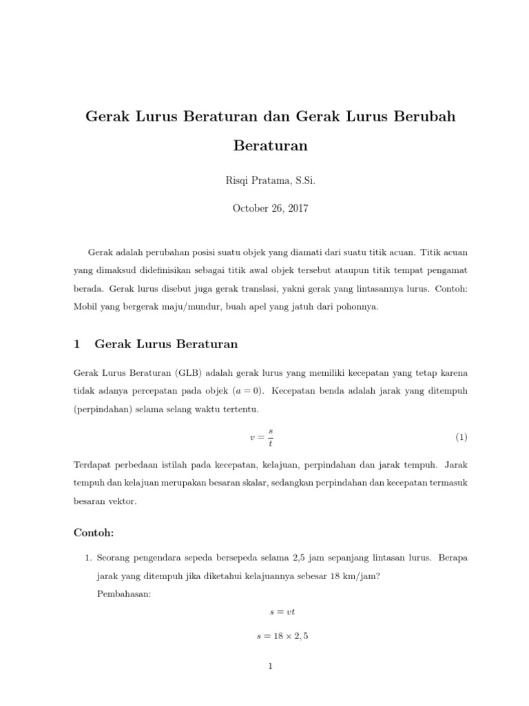 Gerak Lurus Beraturan Dan Gerak Lurus Be PDF | PDF
