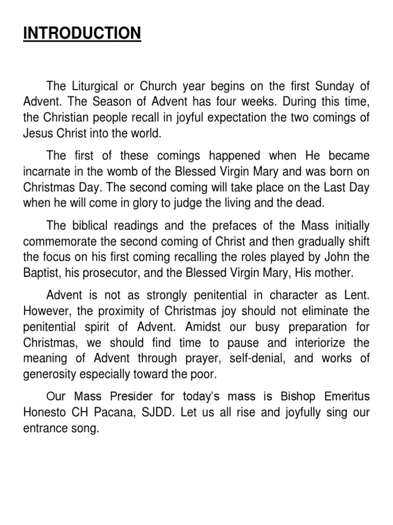 Mass Introduction. December | PDF