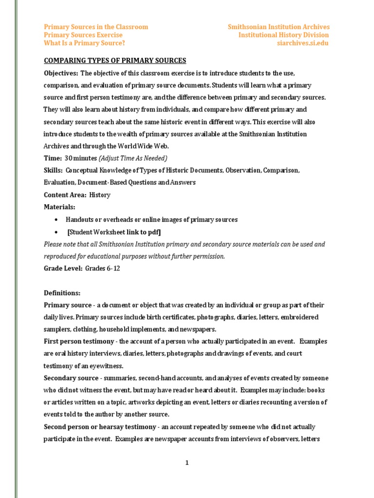 What Is A Primary Source | PDF | Primary Sources | Smithsonian Institution