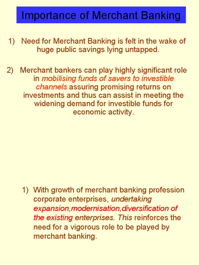 Role and Importance of Merchant Banking | PDF | Banks | Prospectus ...
