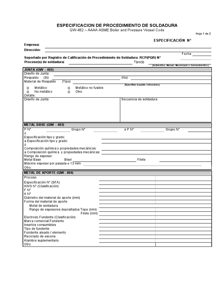 Wps Asme Ix QW 482 | PDF | Soldadura | Construcción