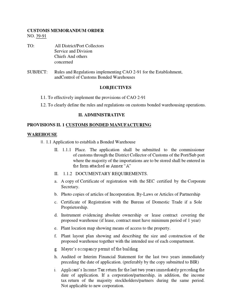 Cmo 39 91 | PDF | Invoice | Customs
