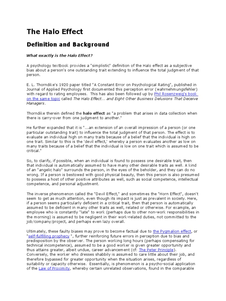 The Halo Effect: Definition and Background | PDF | Cognition