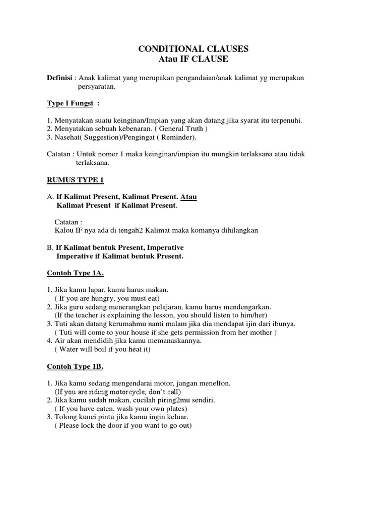 If Clause Type 1,2,3 | PDF