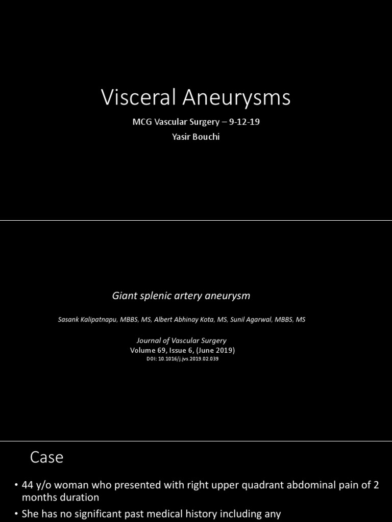 Vascular Presentation - Visceral Artery Aneurysms - MCG | PDF ...