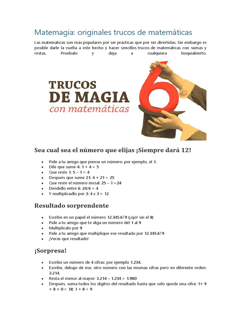 Mate Magia | PDF | Enseñanza de matemática | Ocio
