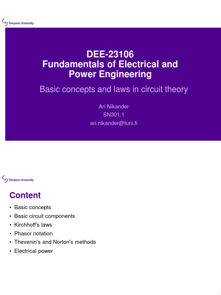 L1 Basic Circuit Theory PDF | PDF | Inductance | Ac Power