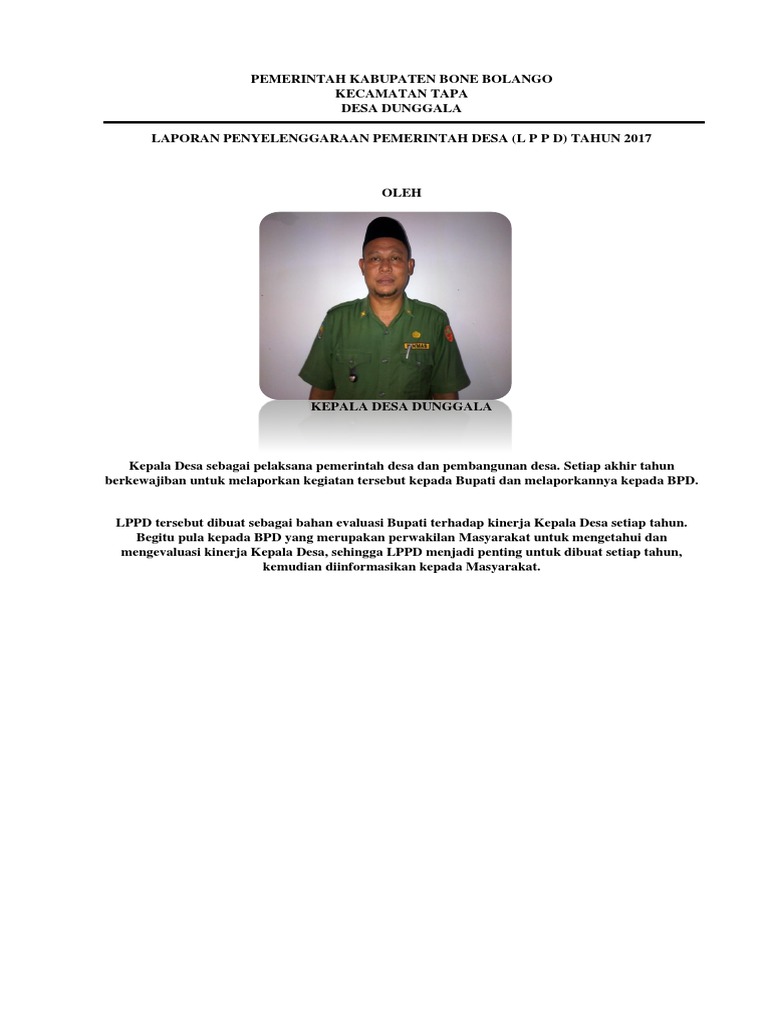 Laporan Pemerintahan Desa Dunggala 2018 | PDF