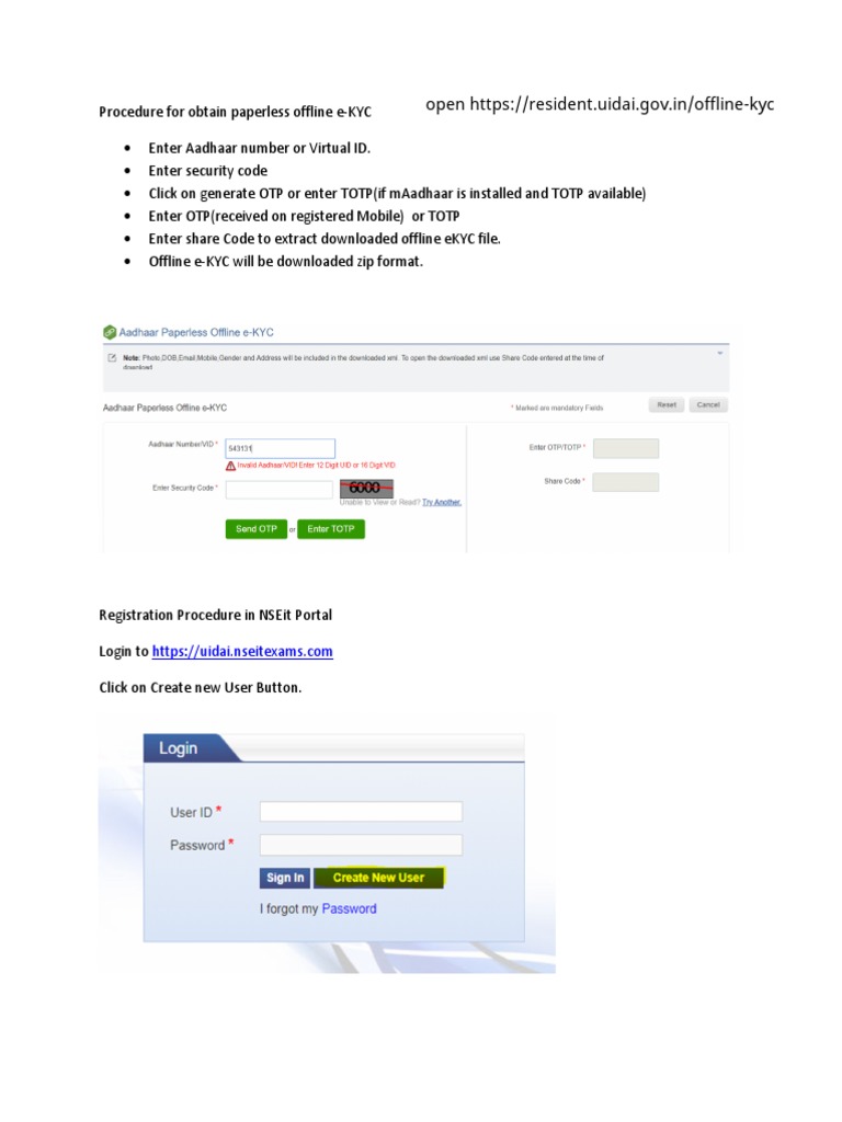 Procdure For Online Registration UIDAI Certification New | PDF ...