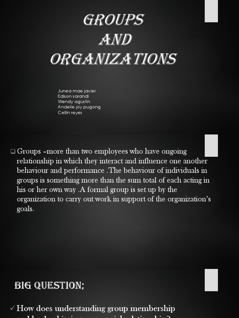 Understanding Groups and Organizations: An Analysis of How Group ...