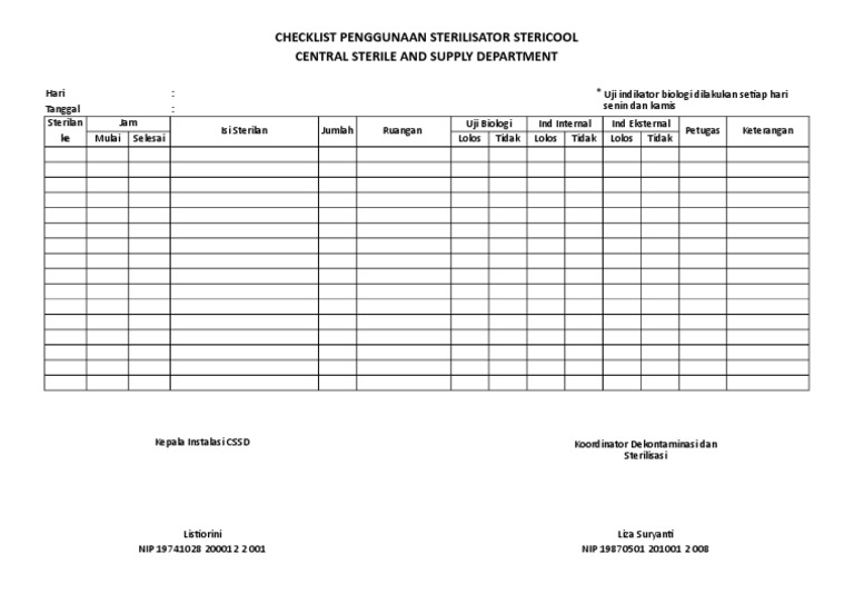 Checklist Stericool | PDF