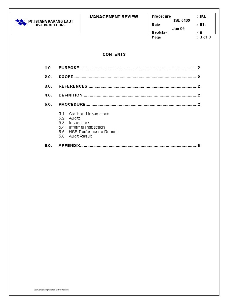 PROCEDURE-0109 Management Review | PDF | Audit | Business