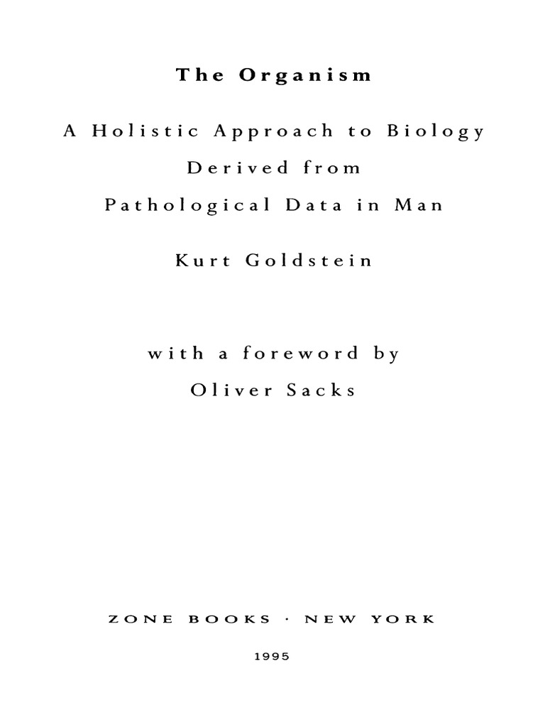 Kurt Goldstein - The Organism | PDF | Human | Concept