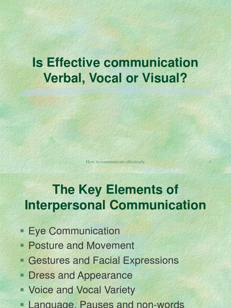 Is Effective Communication Verbal, Vocal or Visual?: How To Communicate ...