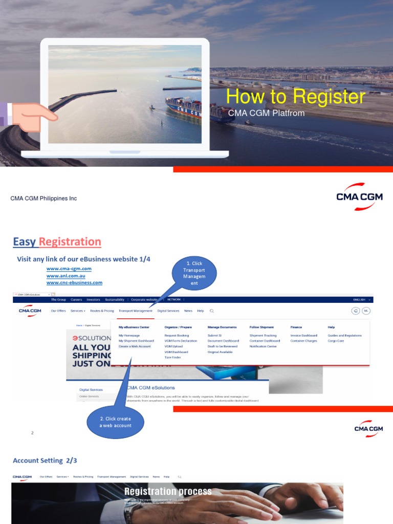 CMA CGM Registration Guide | PDF