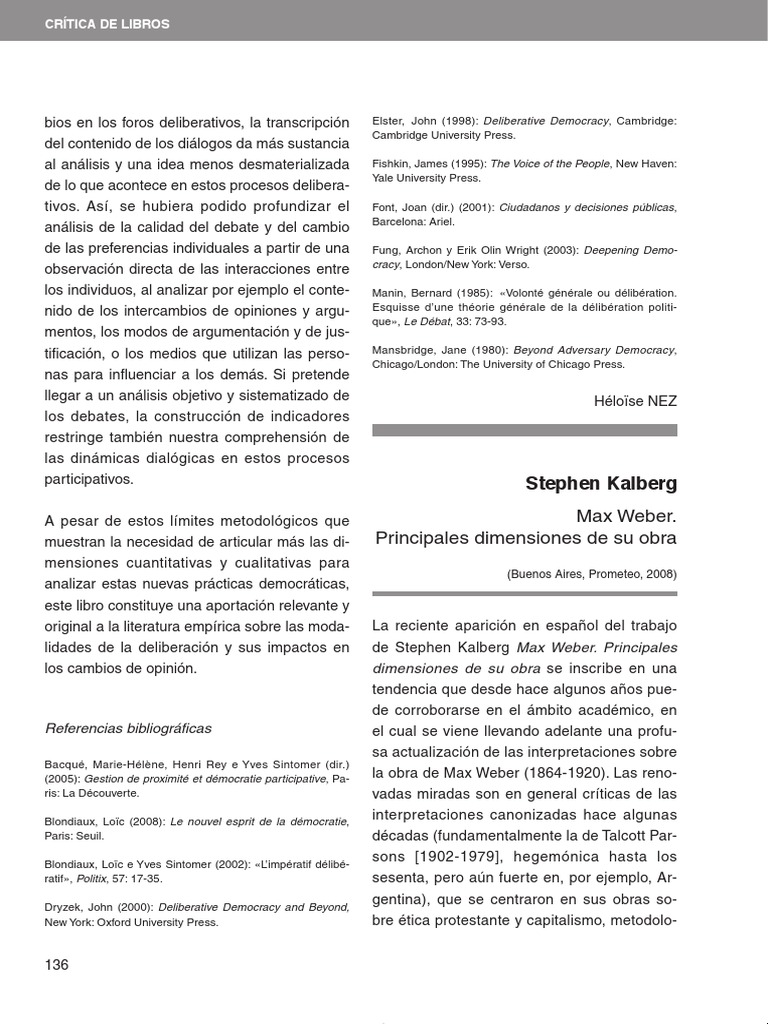 Kalberg, Weber, Resumen | PDF | Max Weber | Traducciones
