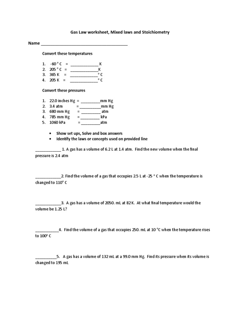 Applying Gas Laws, Stoichiometry, and Thermochemistry to Diverse ...