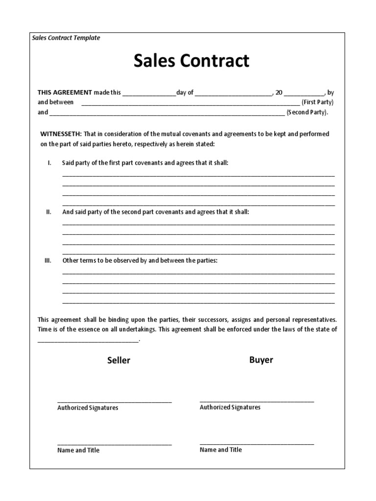 Sales Contract Template | PDF | Legal Ethics | Law Of Obligations