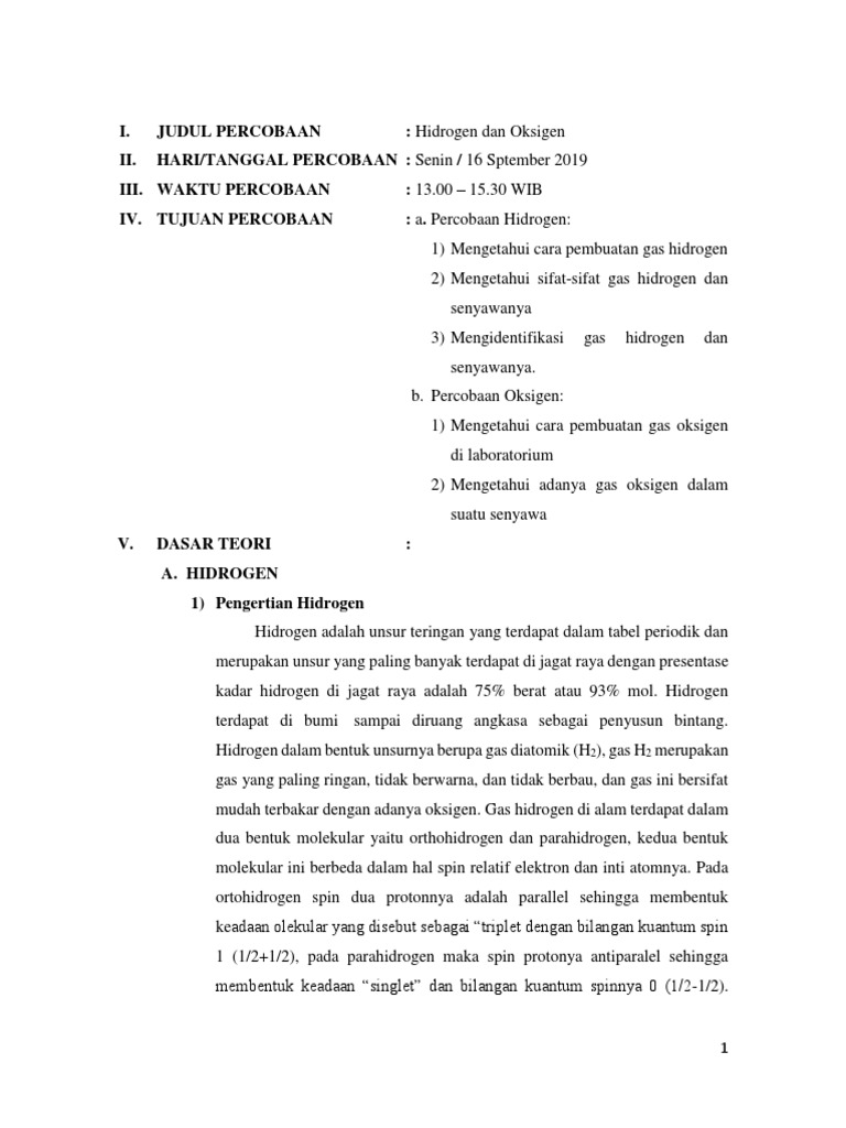 Fix Lapres Hidrogen Dan Oksigen | PDF