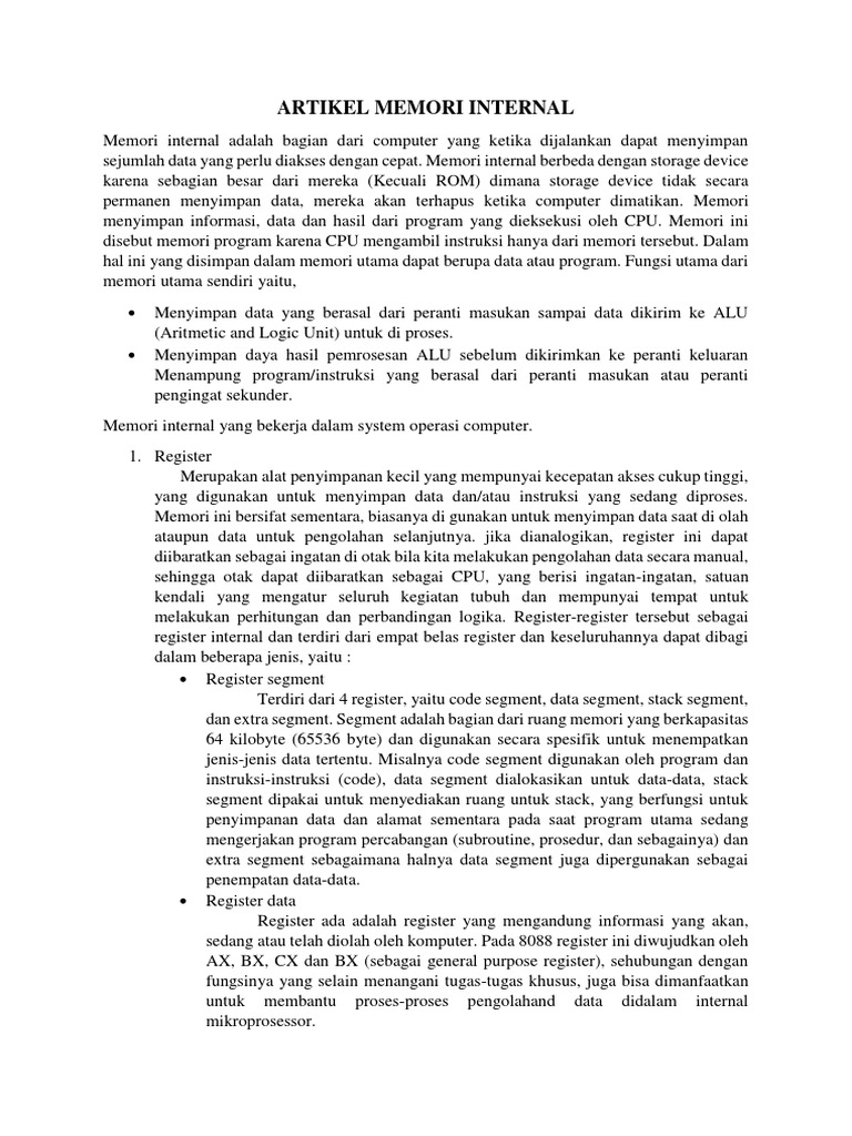 Artikel Internal Memory | PDF