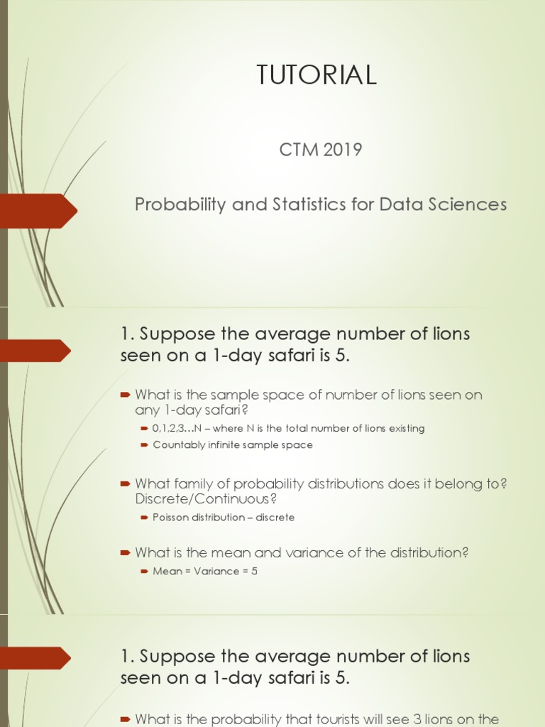 Tutorial: CTM 2019 Probability and Statistics For Data Sciences | PDF ...
