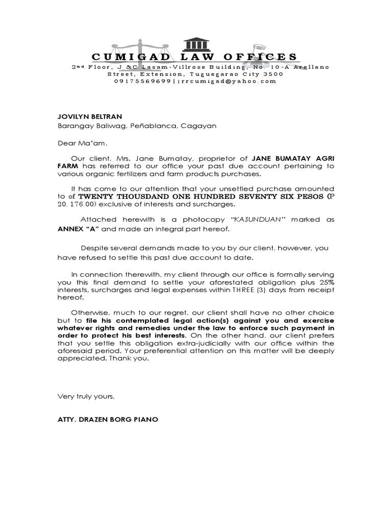 Demand Letter-Jovilyn Beltran | PDF