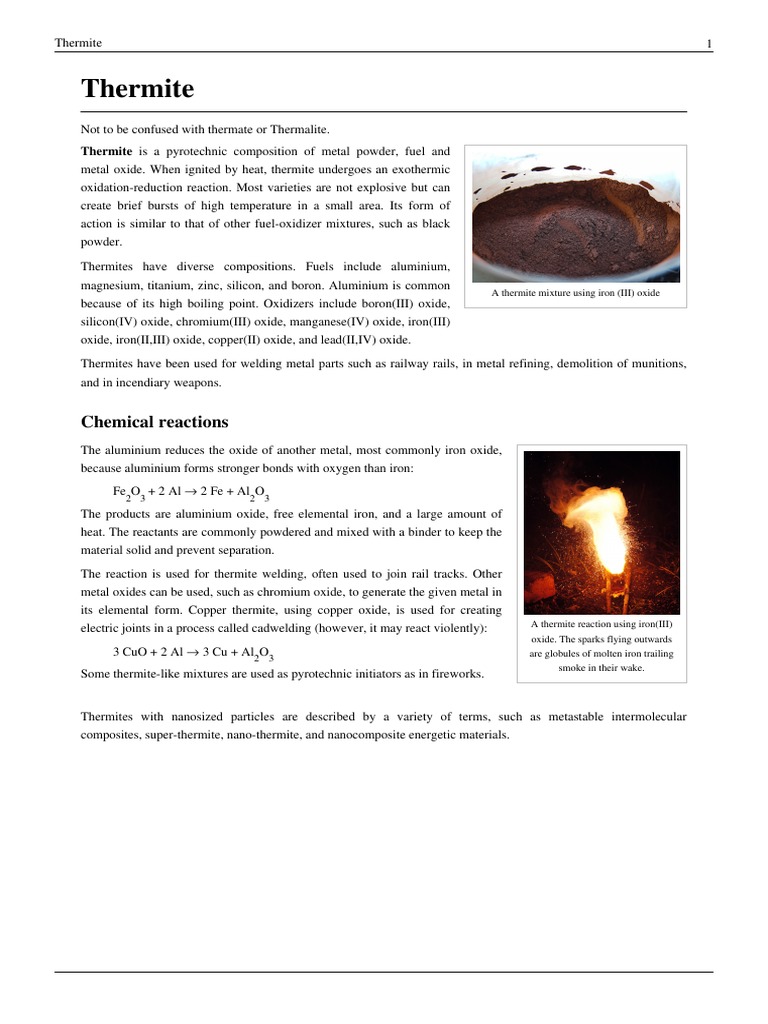 Thermite: Chemical Reactions | PDF | Atoms | Chemical Elements
