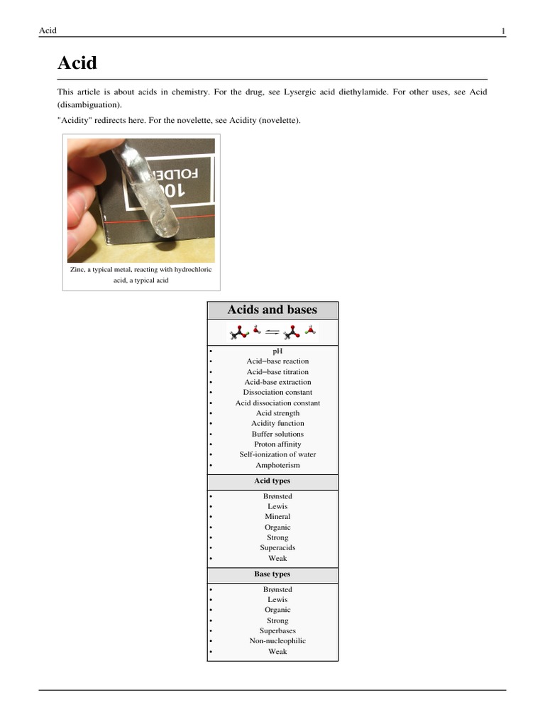 Acids and Bases: Acid 1 | PDF | Acid | Branches Of Thermodynamics