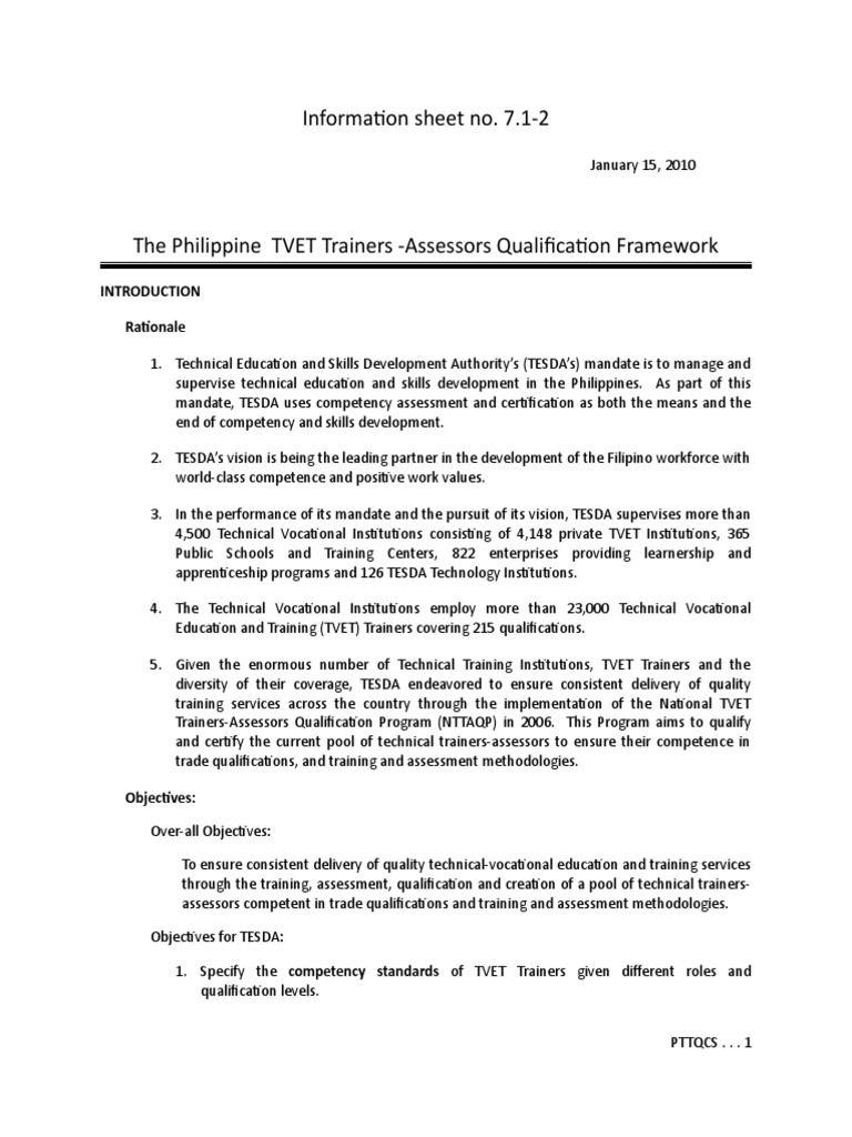 Phillipine Tvet Qualification Framework | PDF | Competence (Human ...