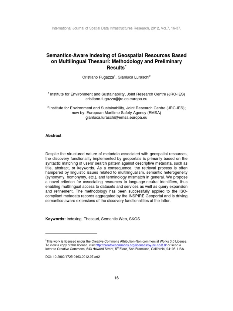 Semantics-Aware Indexing of Geospatial Resources Based On Multilingual Thesauri: Methodology and ...