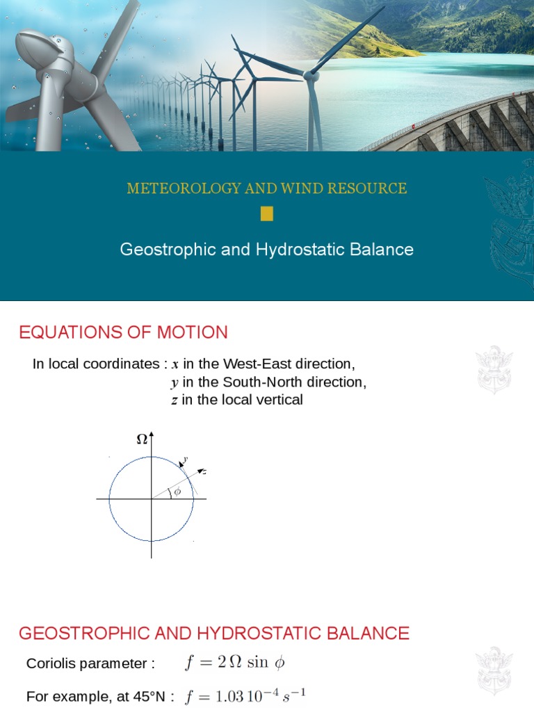 Geostrophic & Hydrostatic Balance Guide | PDF | Continuum Mechanics ...
