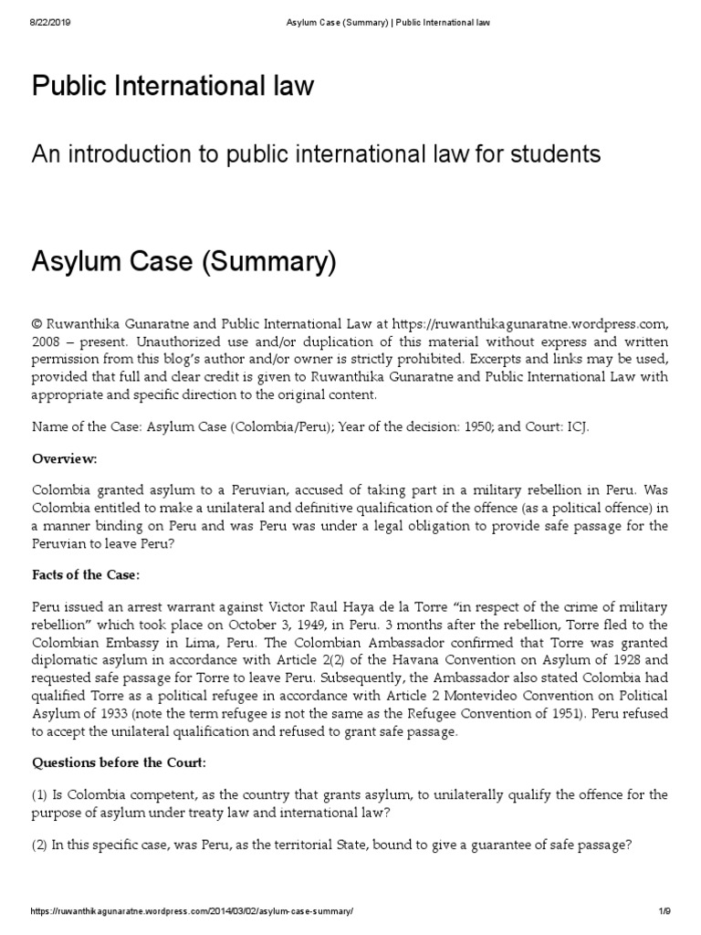 Asylum Case | PDF | Treaty | International Law