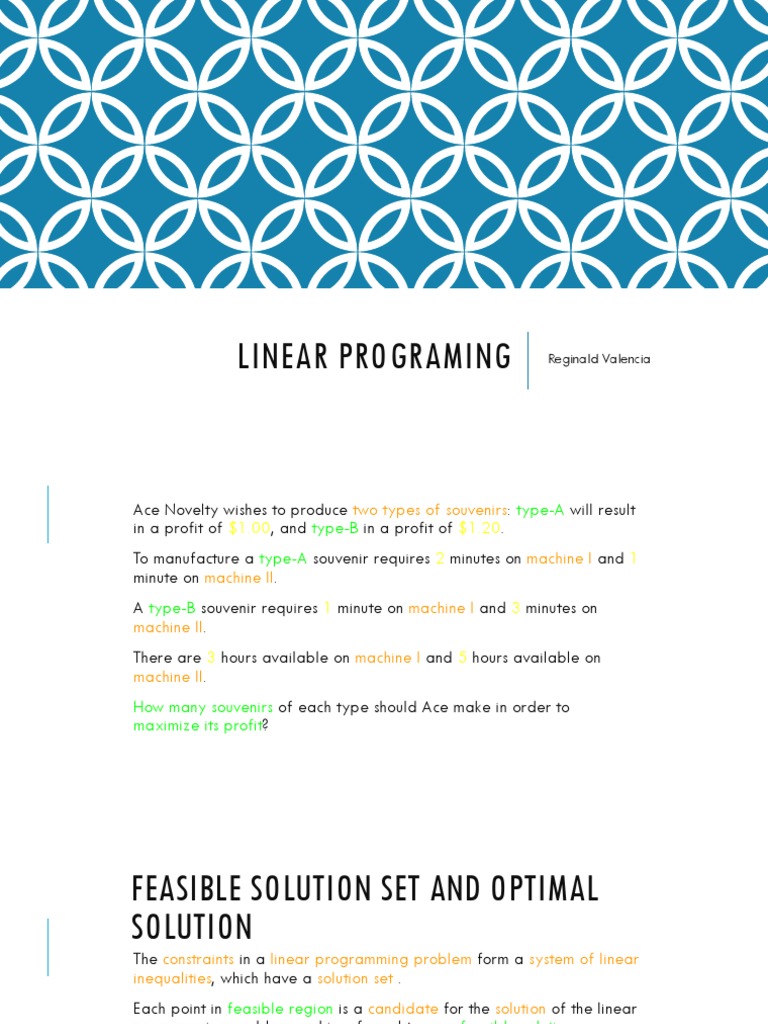 Linear Programing: Reginald Valencia | PDF | Linear Programming ... Linear Programing: Reginald Valencia | PDF | Linear Programming ...