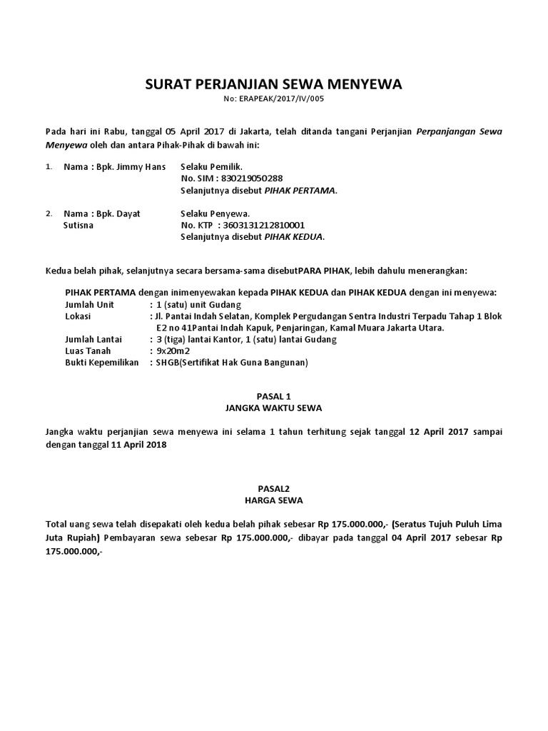 PPJB Sewa | PDF | Hukum