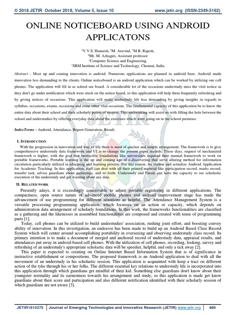 Online Notice Board Using Android Application | PDF | Android (Operating System) | Databases