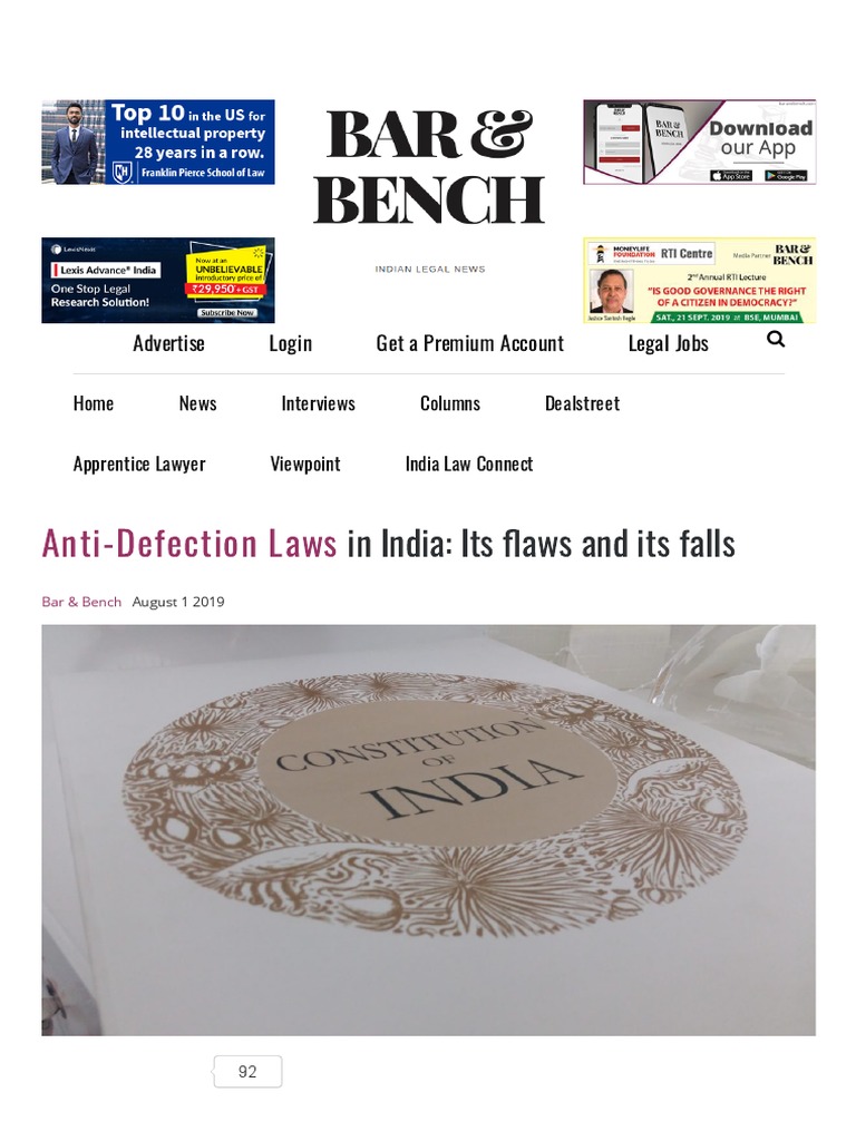 Anti-Defection Laws in India Explained | PDF | Parliamentary System ...