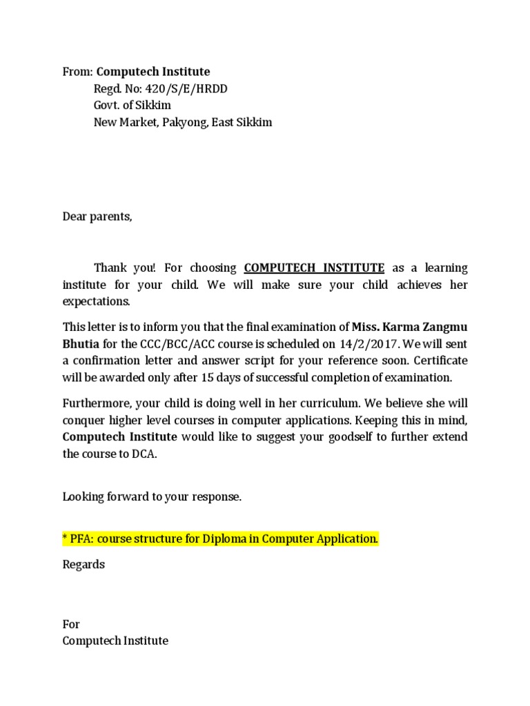 Final Exam Notice for CCC/BCC/ACC Course | PDF