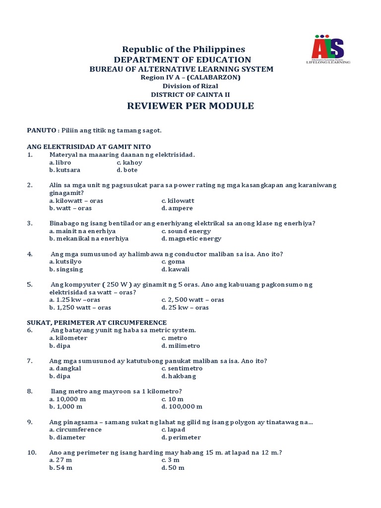 Cainta 2 Reviewer | PDF