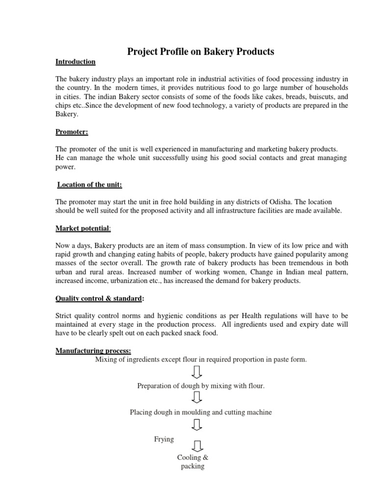 Project Profile On Bakery Products: Mixing of Ingredients Except Flour ...