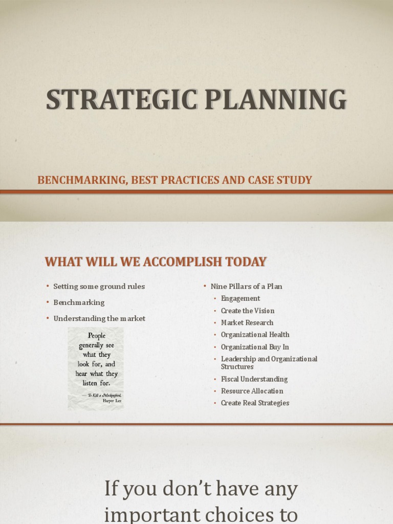 Strategic Planning: Benchmarking, Best Practices and Case Study | PDF ...