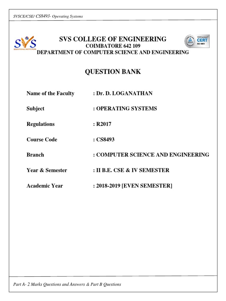 2017-CS8493-Operating System-Dr. D. Loganathan PDF | PDF | Thread (Computing) | Scheduling ...