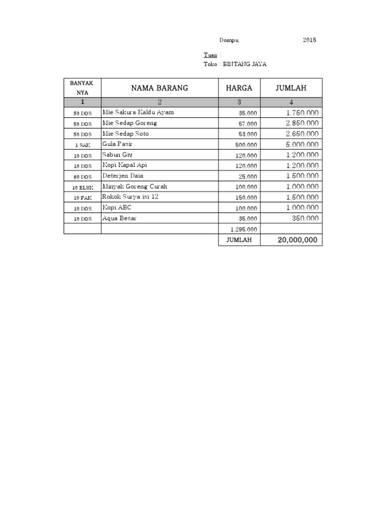 Contoh Nota Kontan | PDF