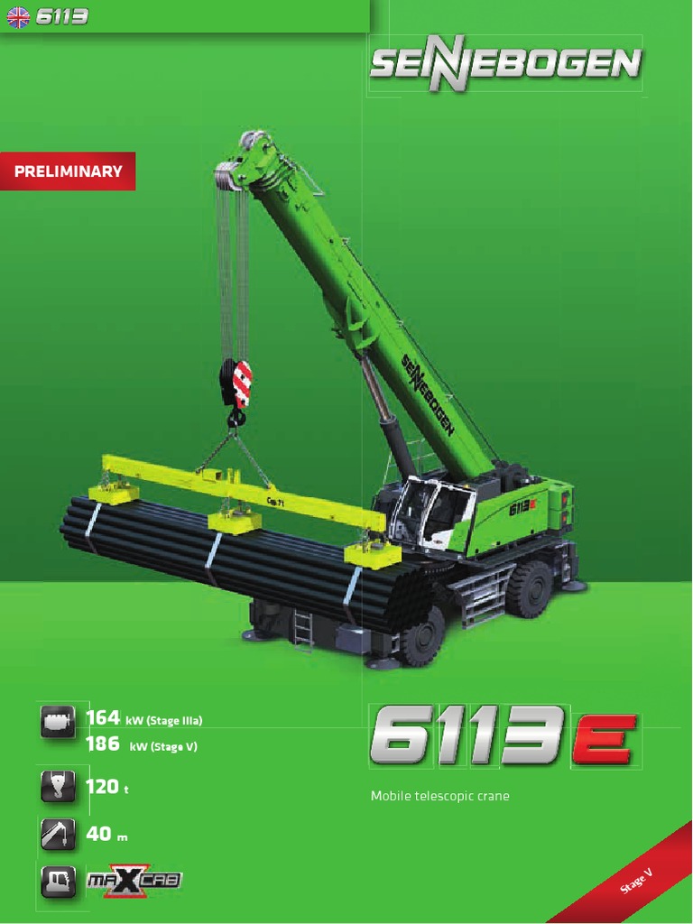 Sennebogen 6113 M 120 Tons | PDF | Crane (Machine) | Truck