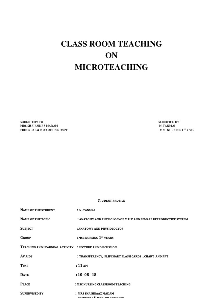 Class Room Teaching ON Microteaching | PDF | Teachers | Lecture