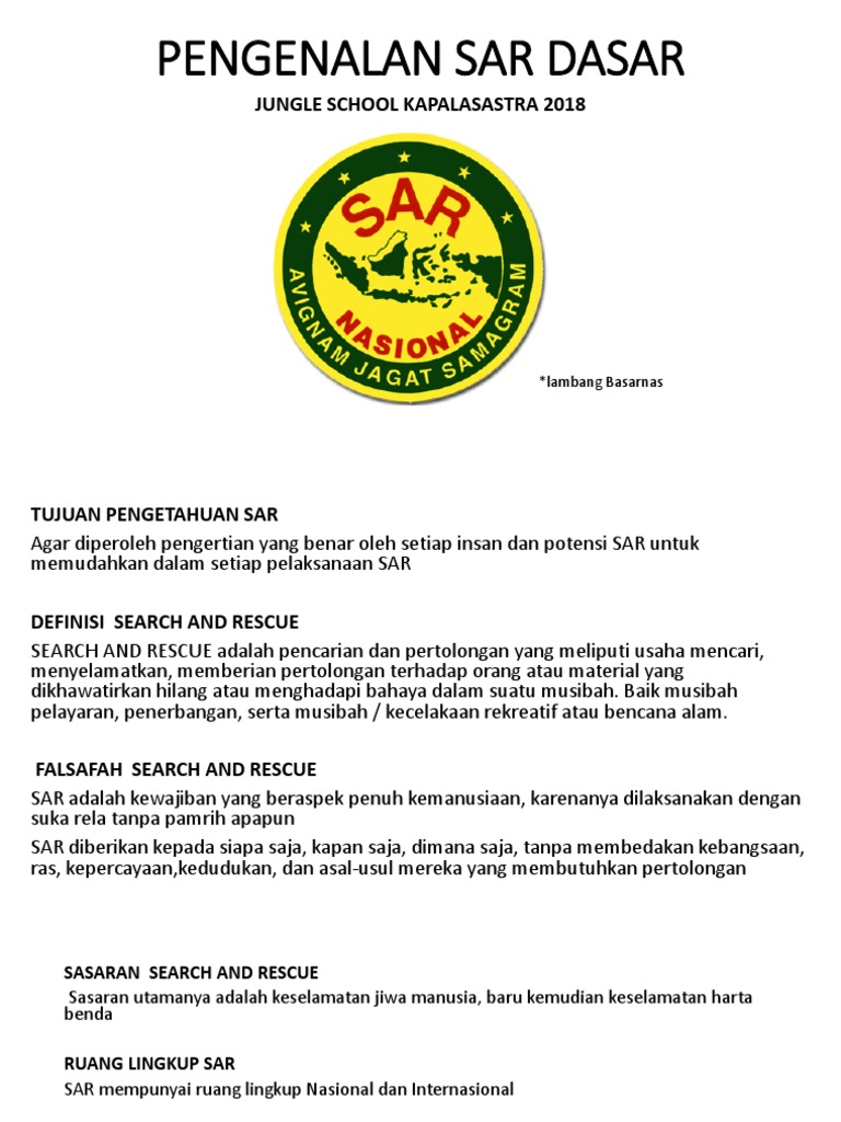 Pengenalan Sar Dasar Dan Esar Js 2018 | PDF