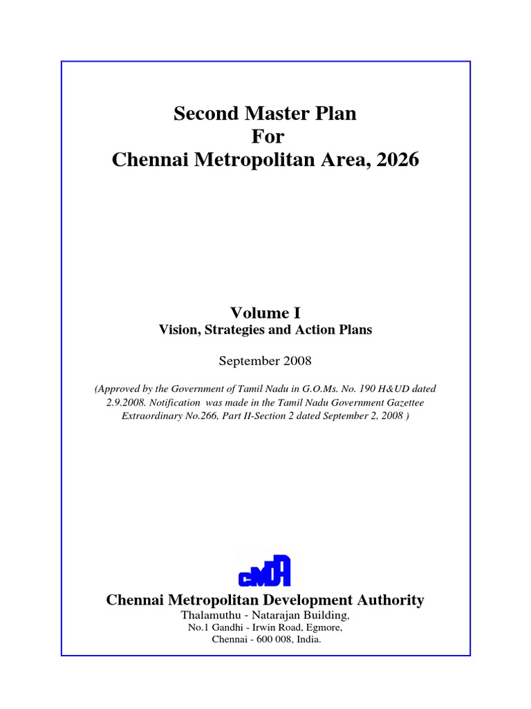 Second Master Plan For Chennai Metropolitan Area, 2026 | PDF | Tamil ...