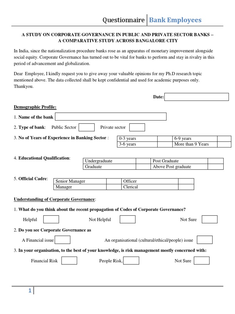Employee Questionnaire For Corporate Governance | PDF | Corporate ...