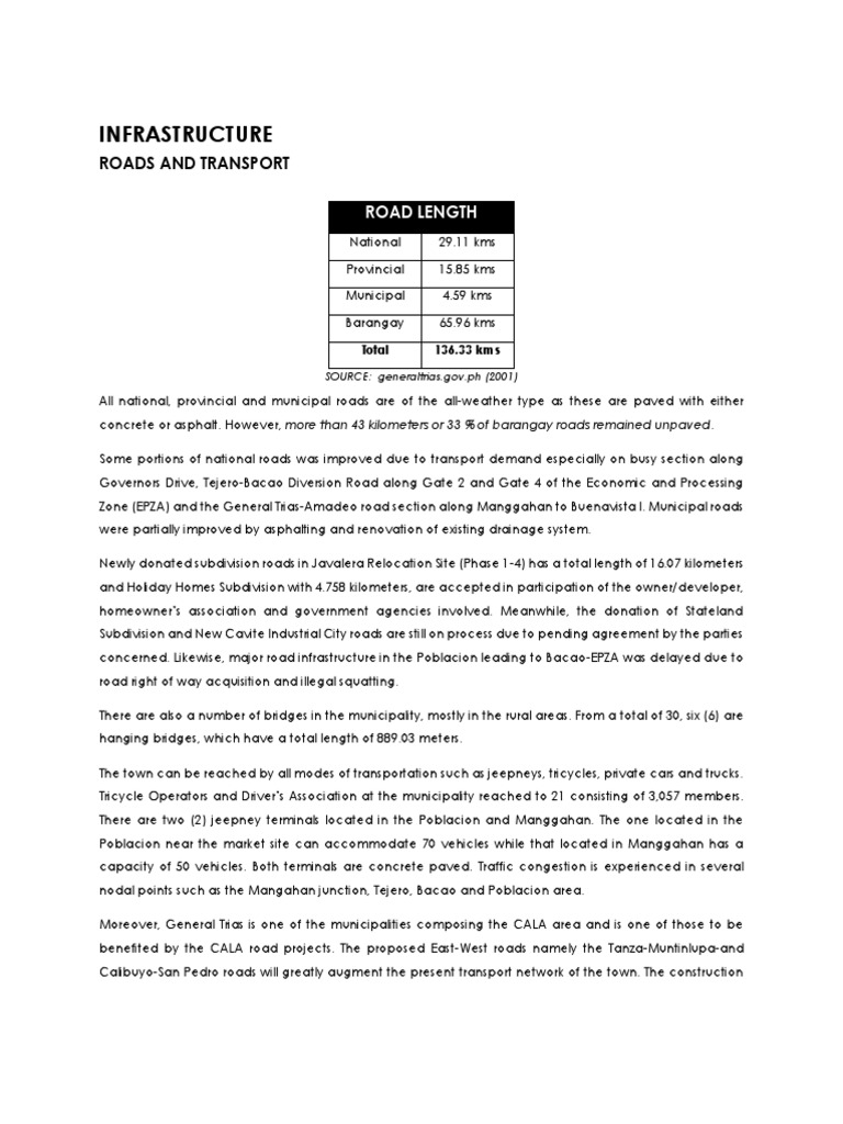 Infrastructure Roads And Transport Pdf Road Electrical Substation